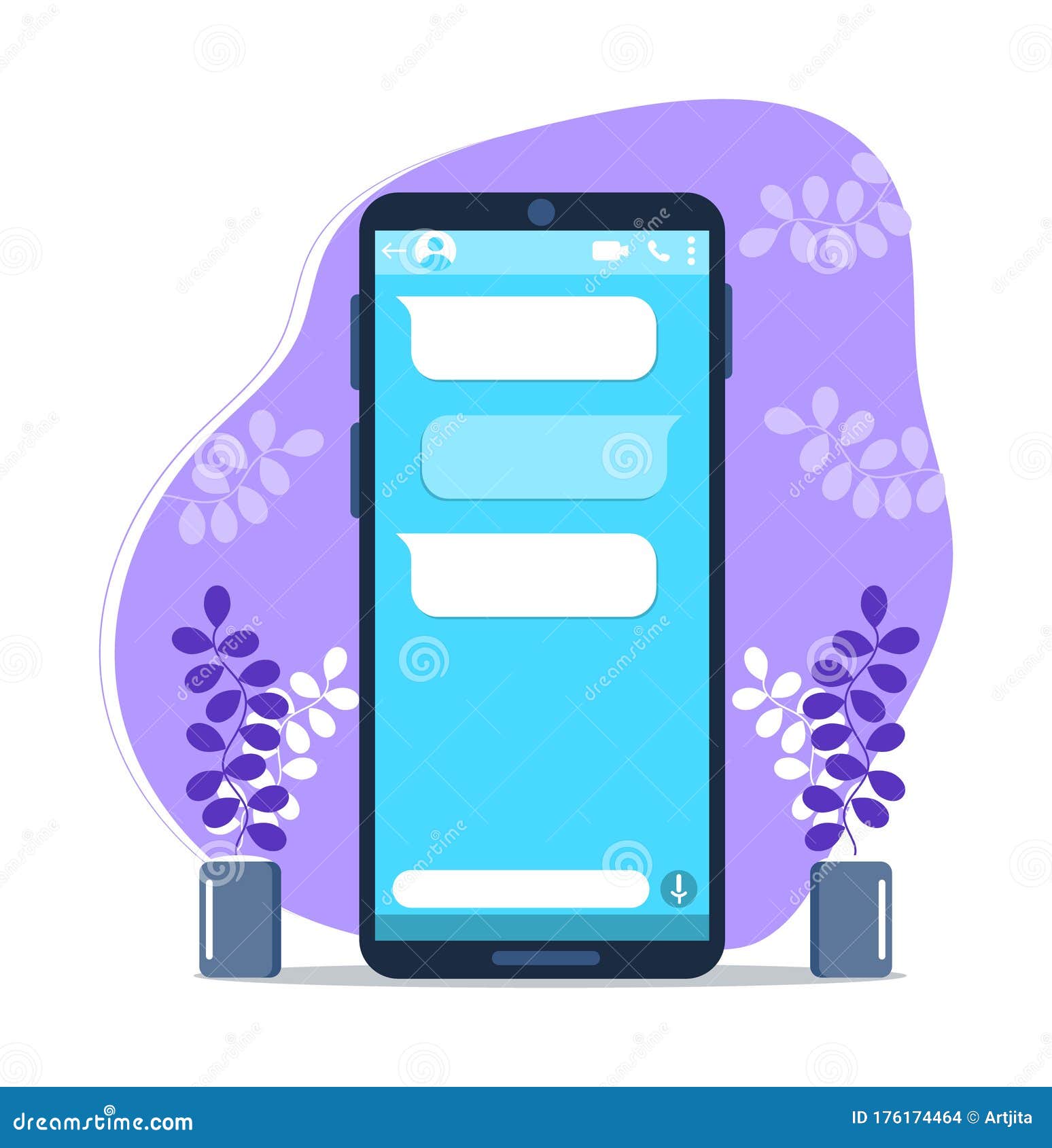 Chat on Phone Screen with Empty Speech Text-boxes. Mobile Messenger ...