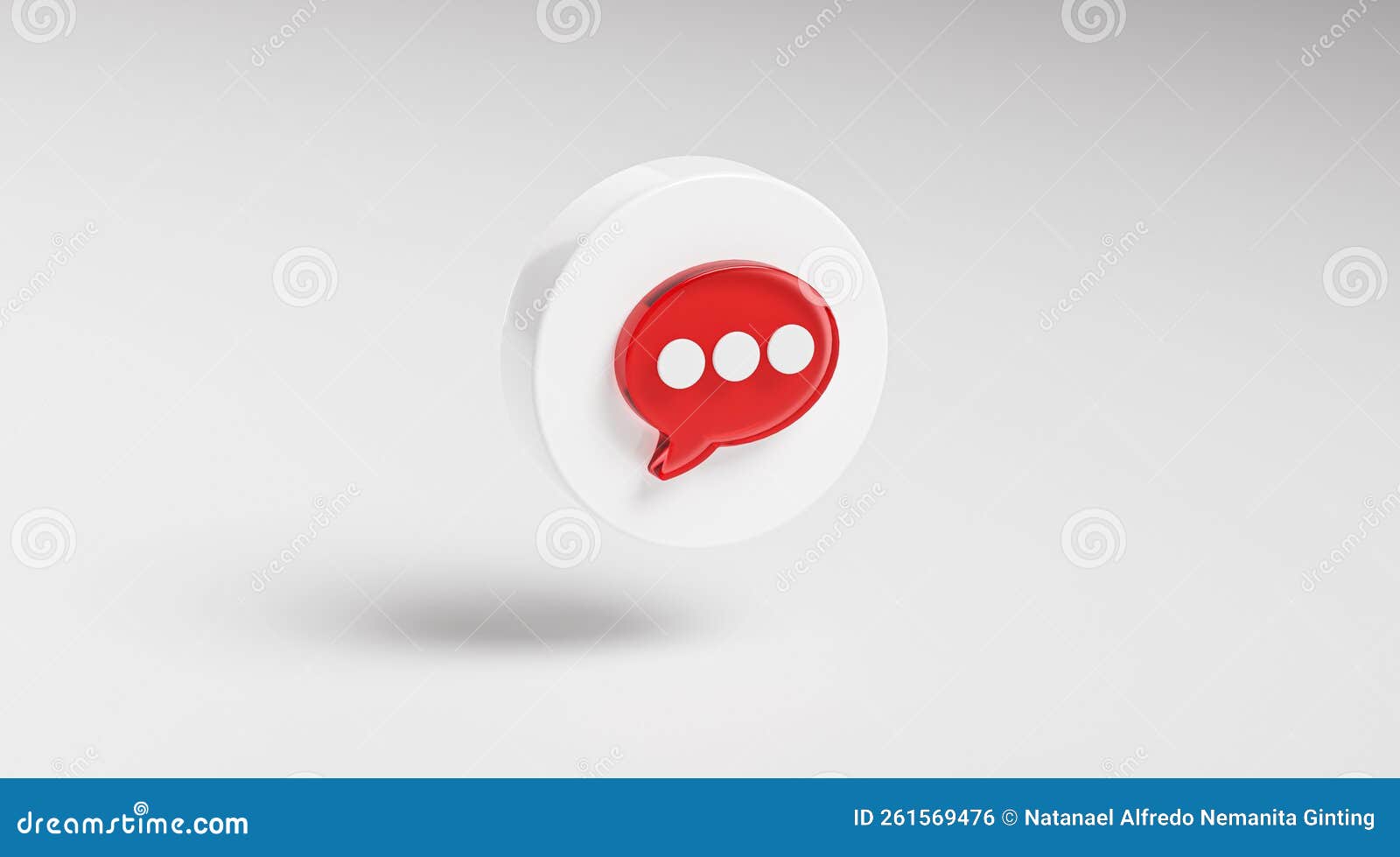 Chat Red Glass Icon Button on Circle App Symbol 3D Render Stock ...