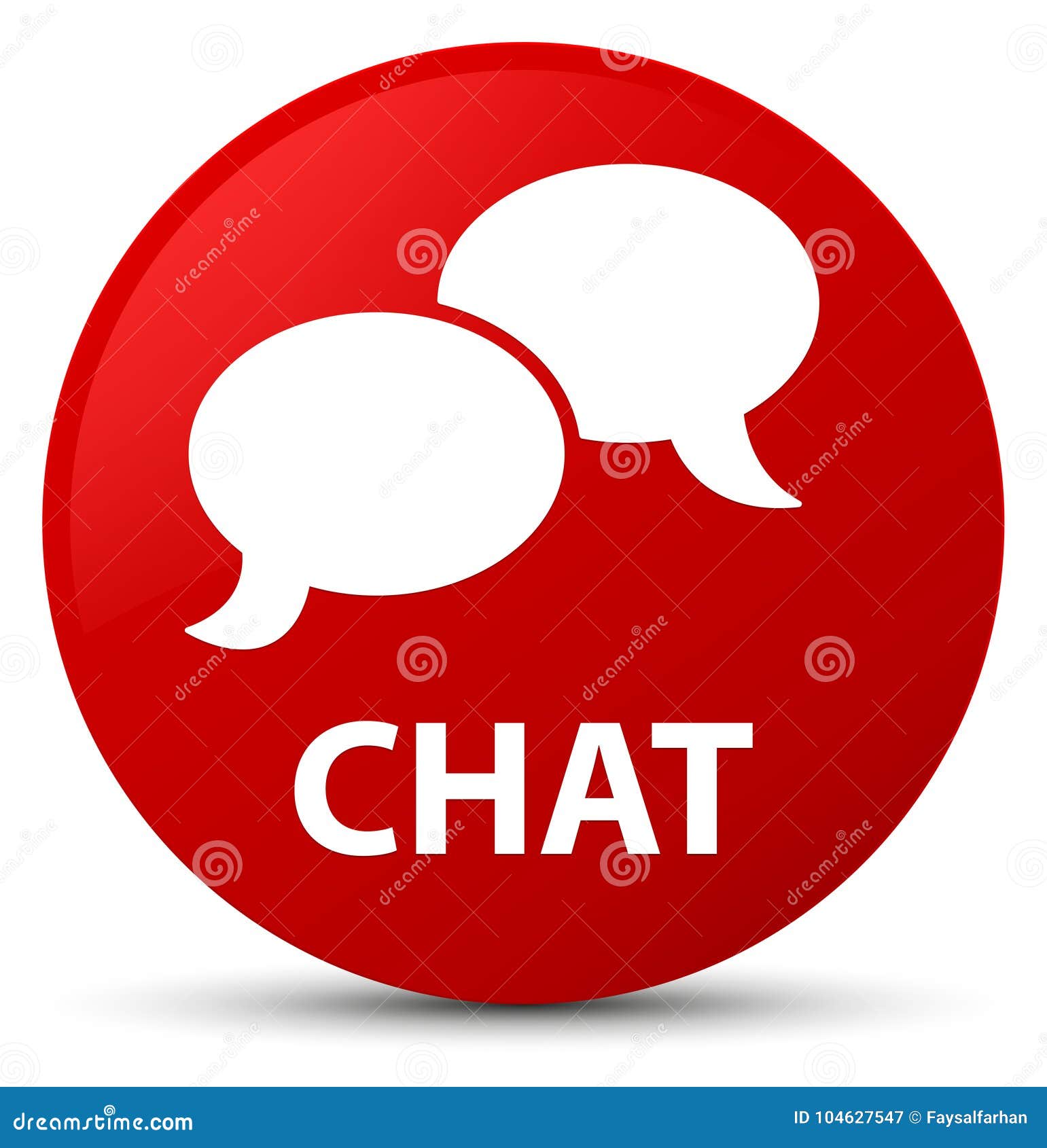Chat red round button stock illustration. Illustration of sign - 104627547