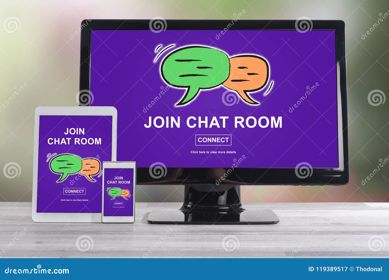 Chat Room Concept on Different Devices Stock Image - Image of network ...