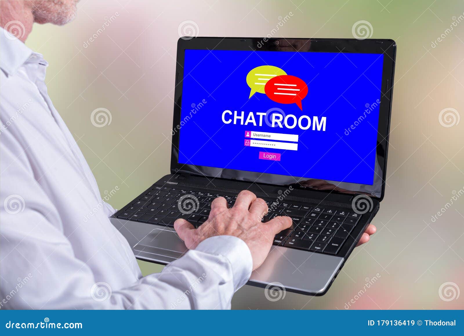 Chat Room Concept on a Laptop Stock Image - Image of digital, online ...