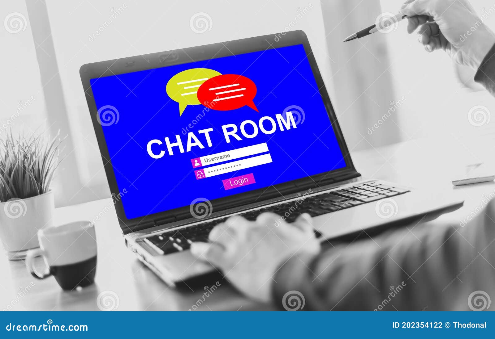 Chat Room Concept on a Laptop Screen Stock Photo - Image of virtual ...