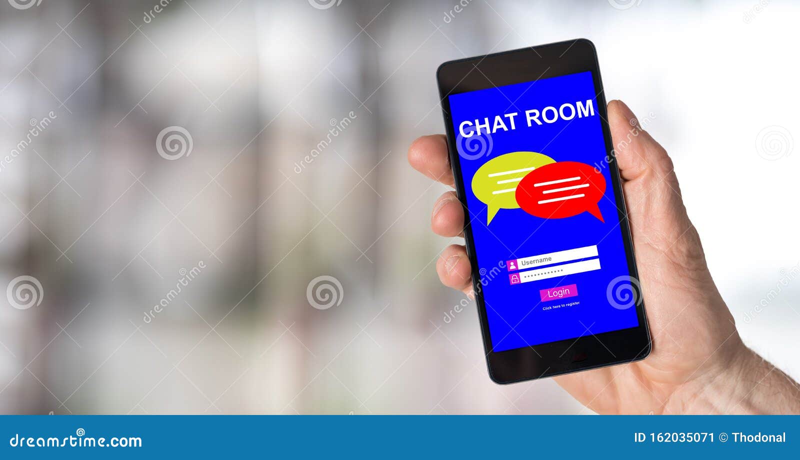 Chat Room Concept on a Smartphone Stock Image - Image of chat, hand ...