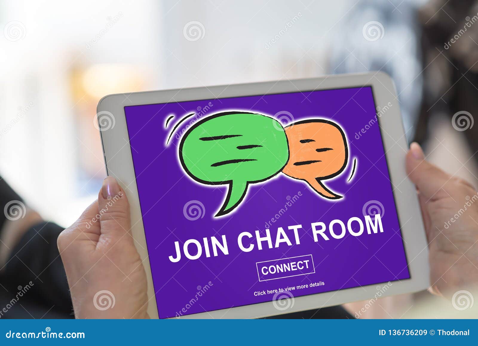 Chat Room Concept on a Tablet Stock Image - Image of talk, information ...