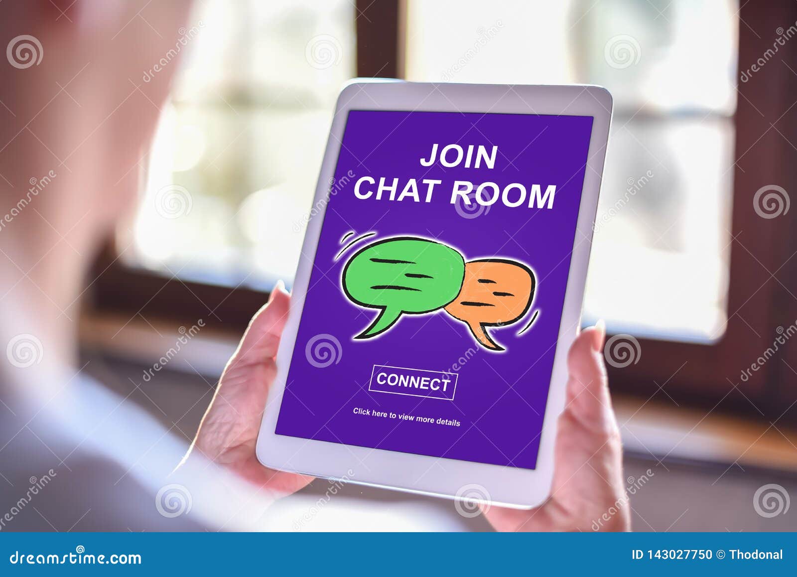Chat Room Concept on a Tablet Stock Photo - Image of community ...