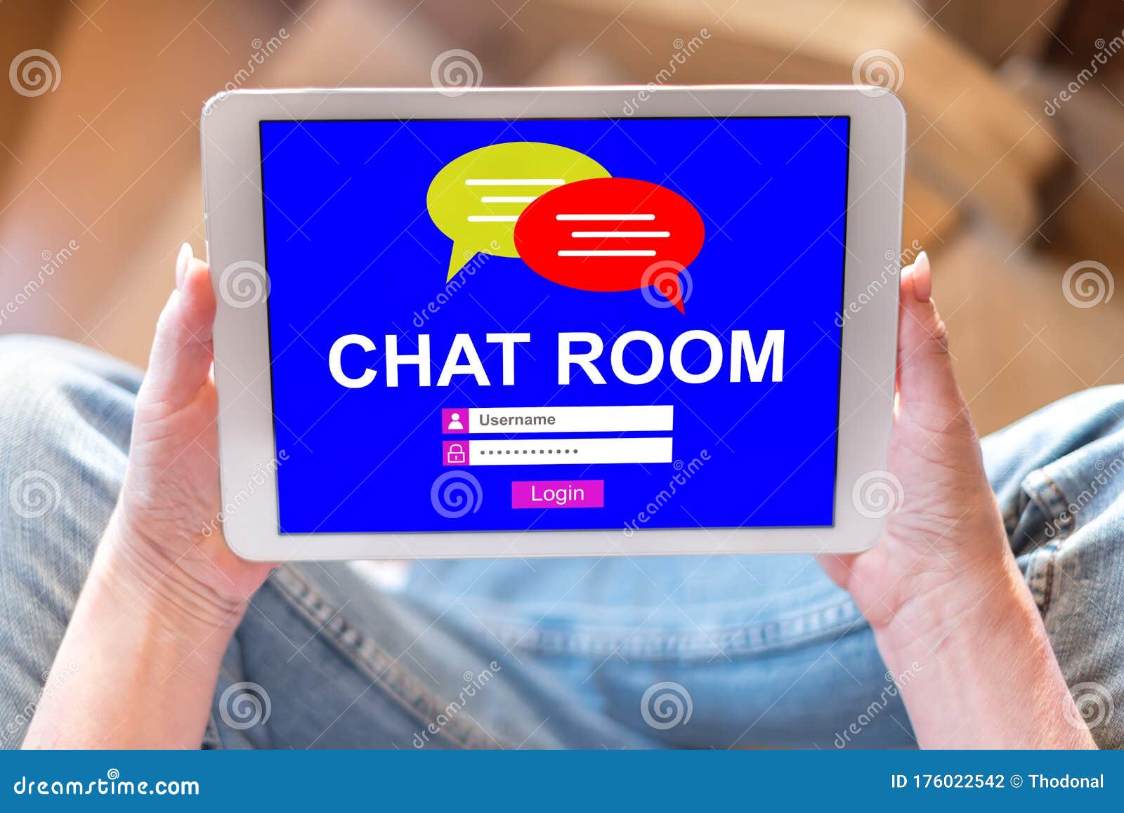 Chat Room Concept on a Tablet Stock Photo - Image of discuss, chatting ...