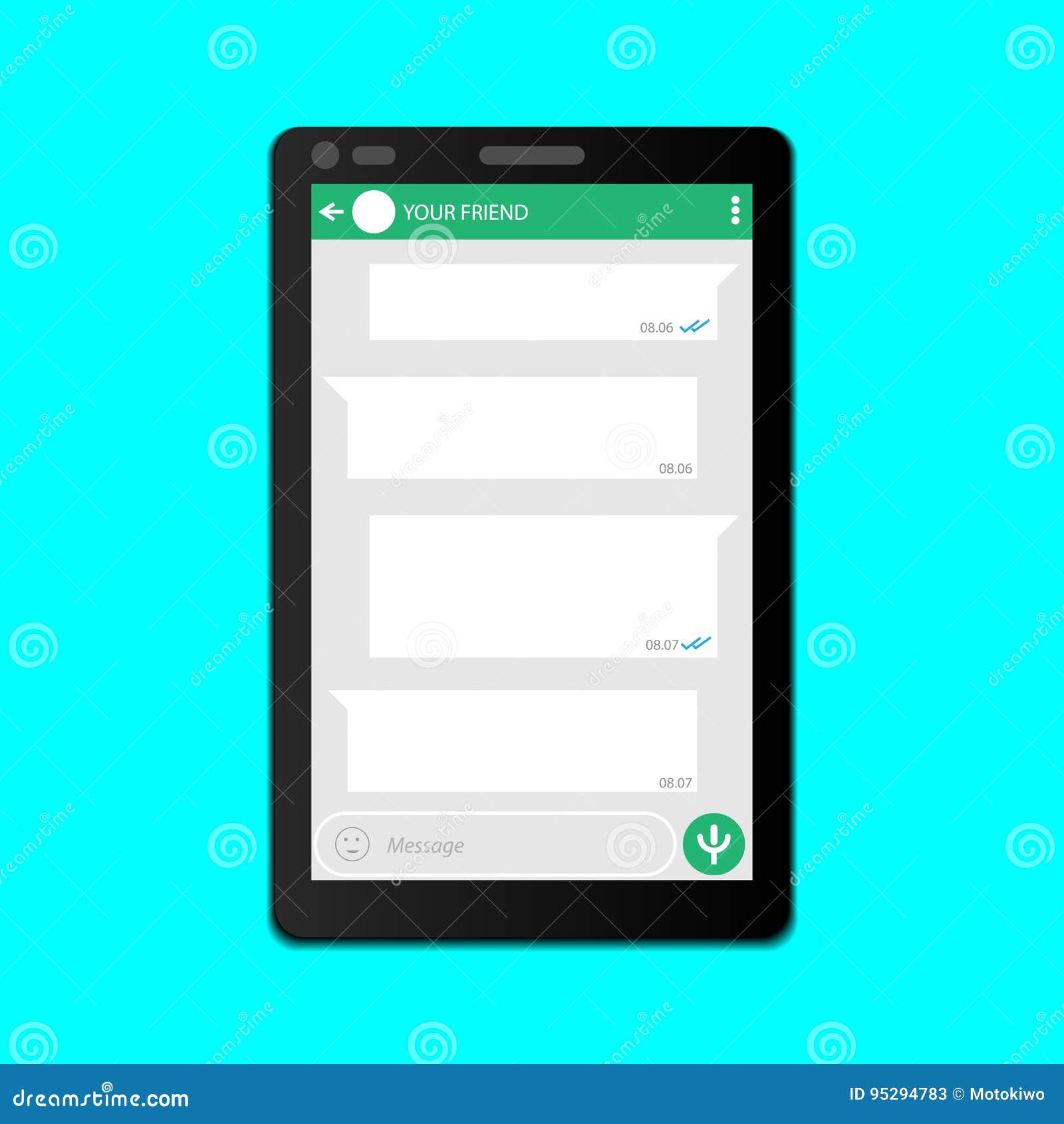 Chat Screen Display on Smartphone Design Template. Vector Illustration ...