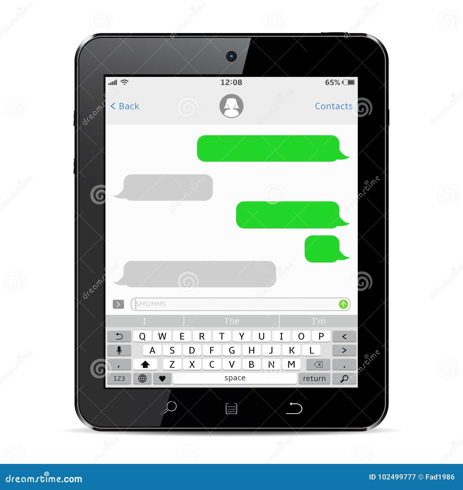 Chat Screen Display on Tablet Design Template. Vector Illustration ...