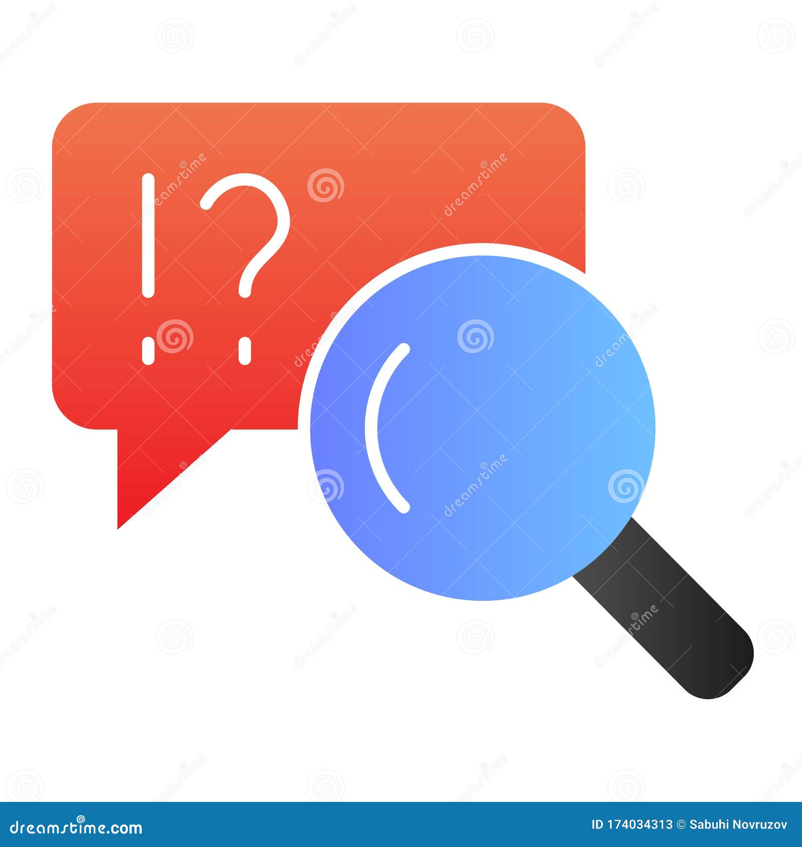 Chat Search Flat Icon. Search Dialogue Vector Illustration Isolated on ...