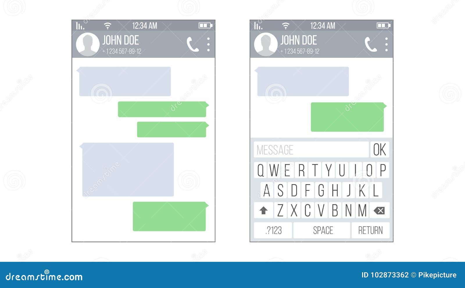 Mobile UI Kit Messenger Vector. Chat App Design Template. Modern Mobile ...
