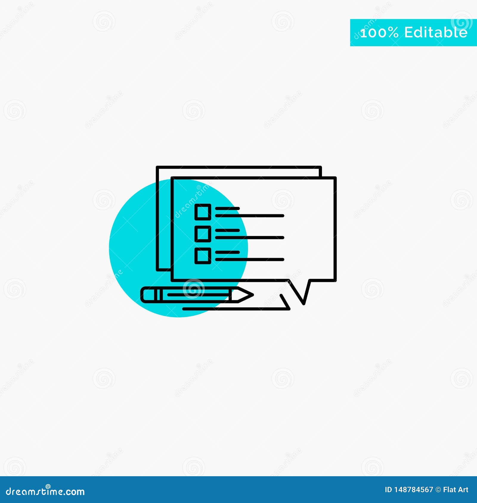 Chat, Sms, Message, Write Turquoise Highlight Circle Point Vector Icon ...