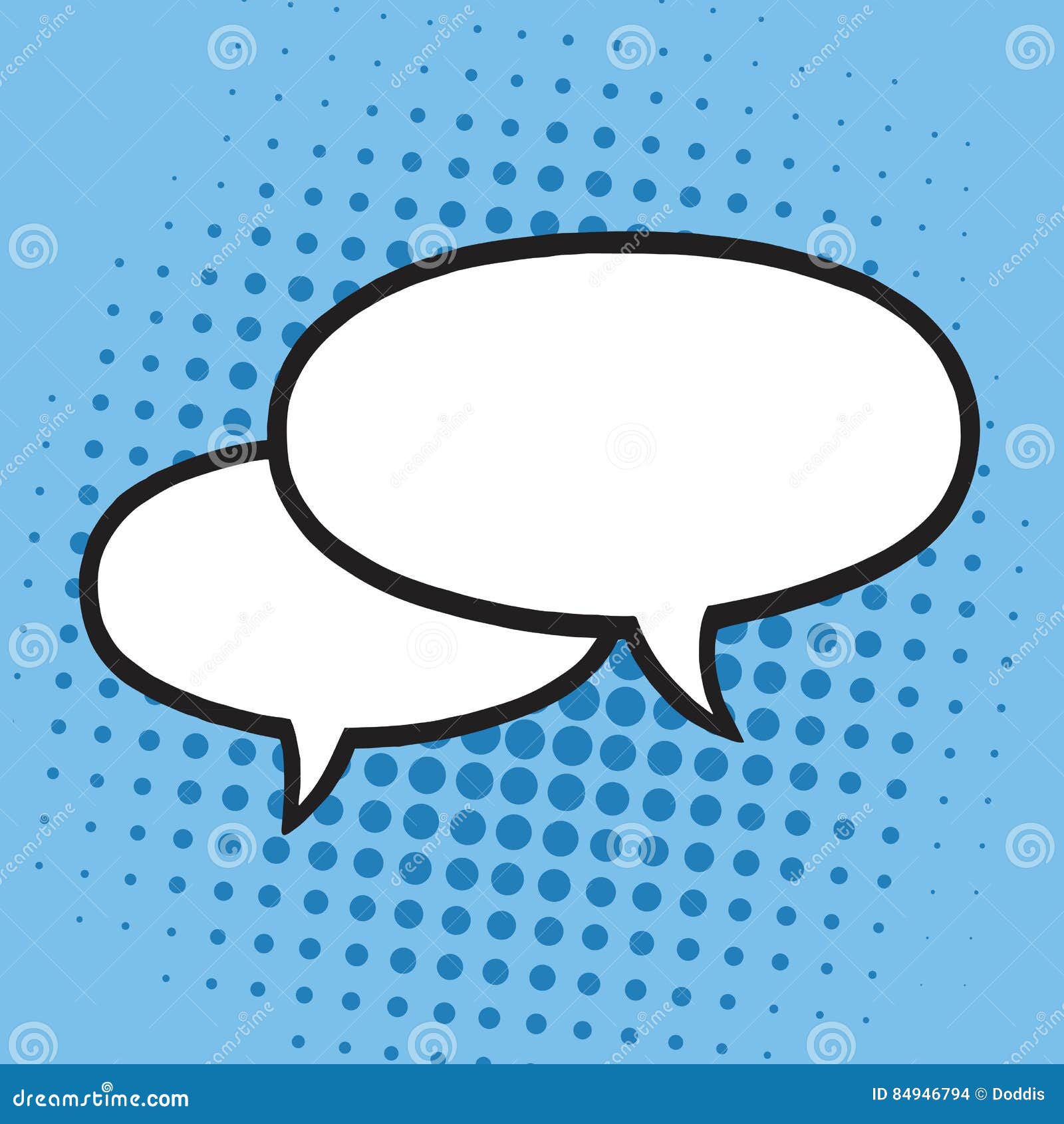Chat Speech Balloons or Bubbles Pop Art Vector Illustration Icon. Blue ...