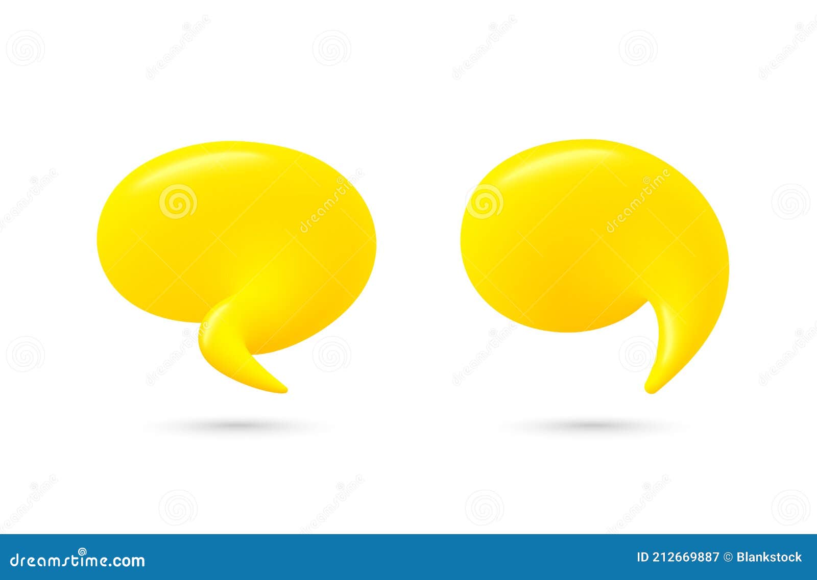 Chat Speech Bubble Set. Yellow 3d Talk Balloon. Think and Speak Cloud ...