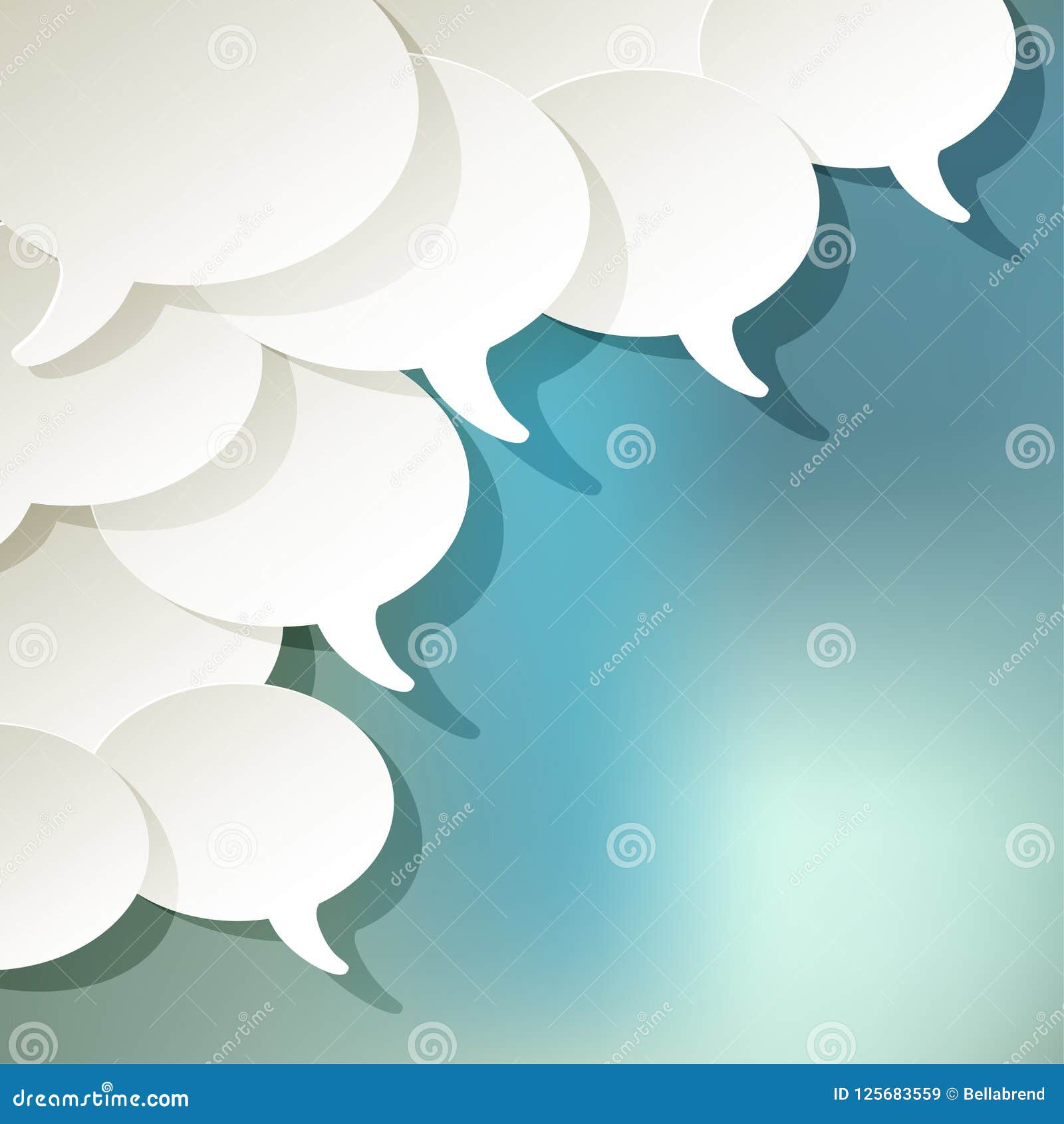 Chat Speech Bubbles Ellipse Vector White In The Corner On A Blue Bokeh Background ...