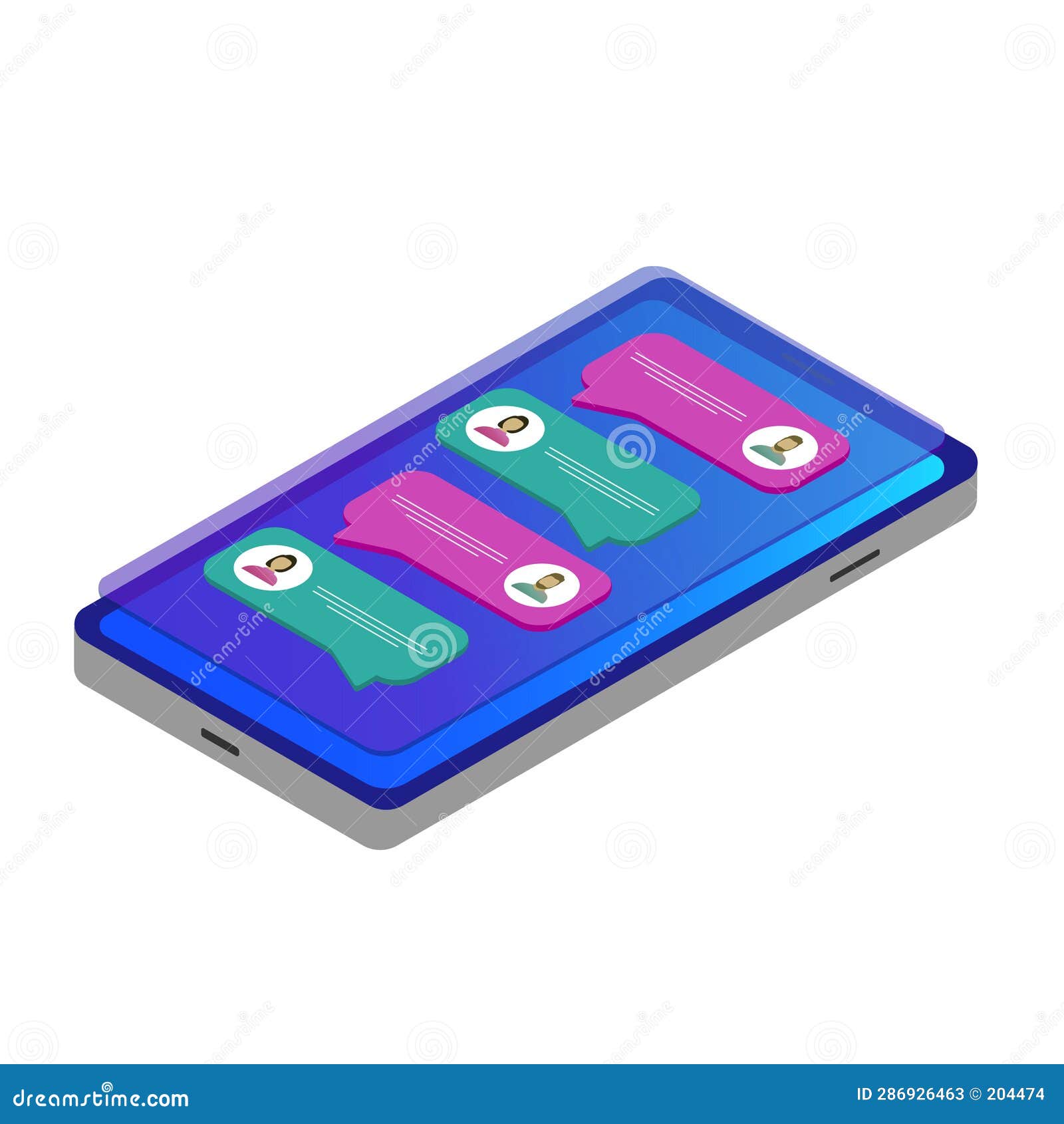 Chat Speech Bubbles, on-screen Text Messages. Mobile Messenger ...