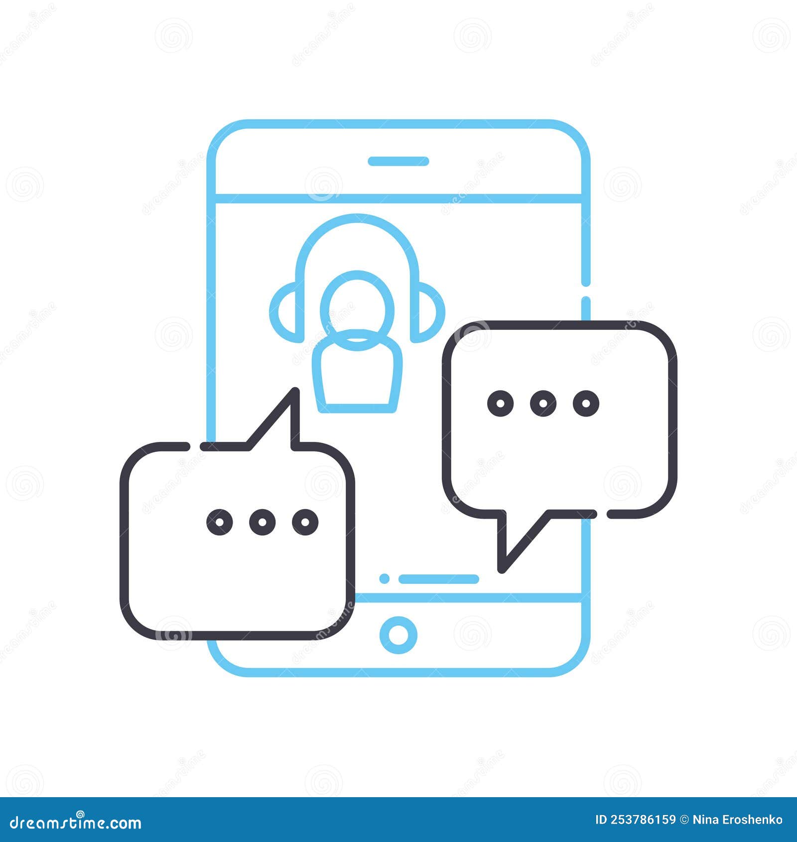 Chat Support Line Icon, Outline Symbol, Vector Illustration, Concept ...