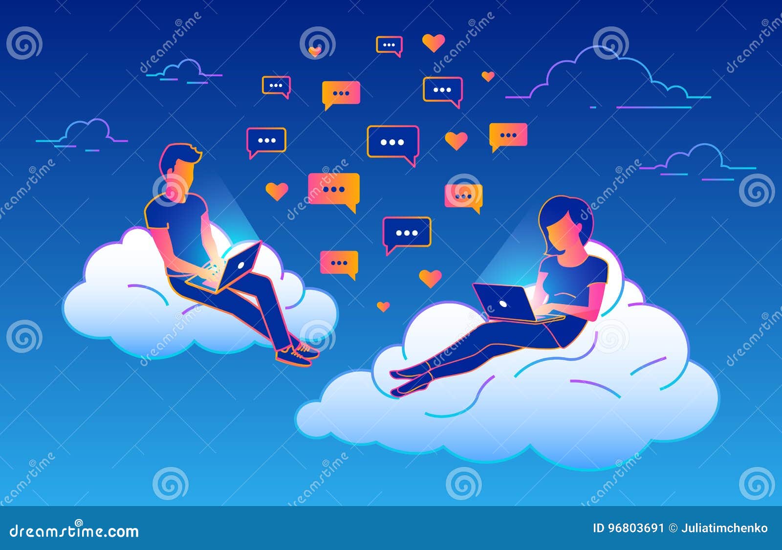 Chat Talk Concept Design of Young People Using Laptops for Sending ...