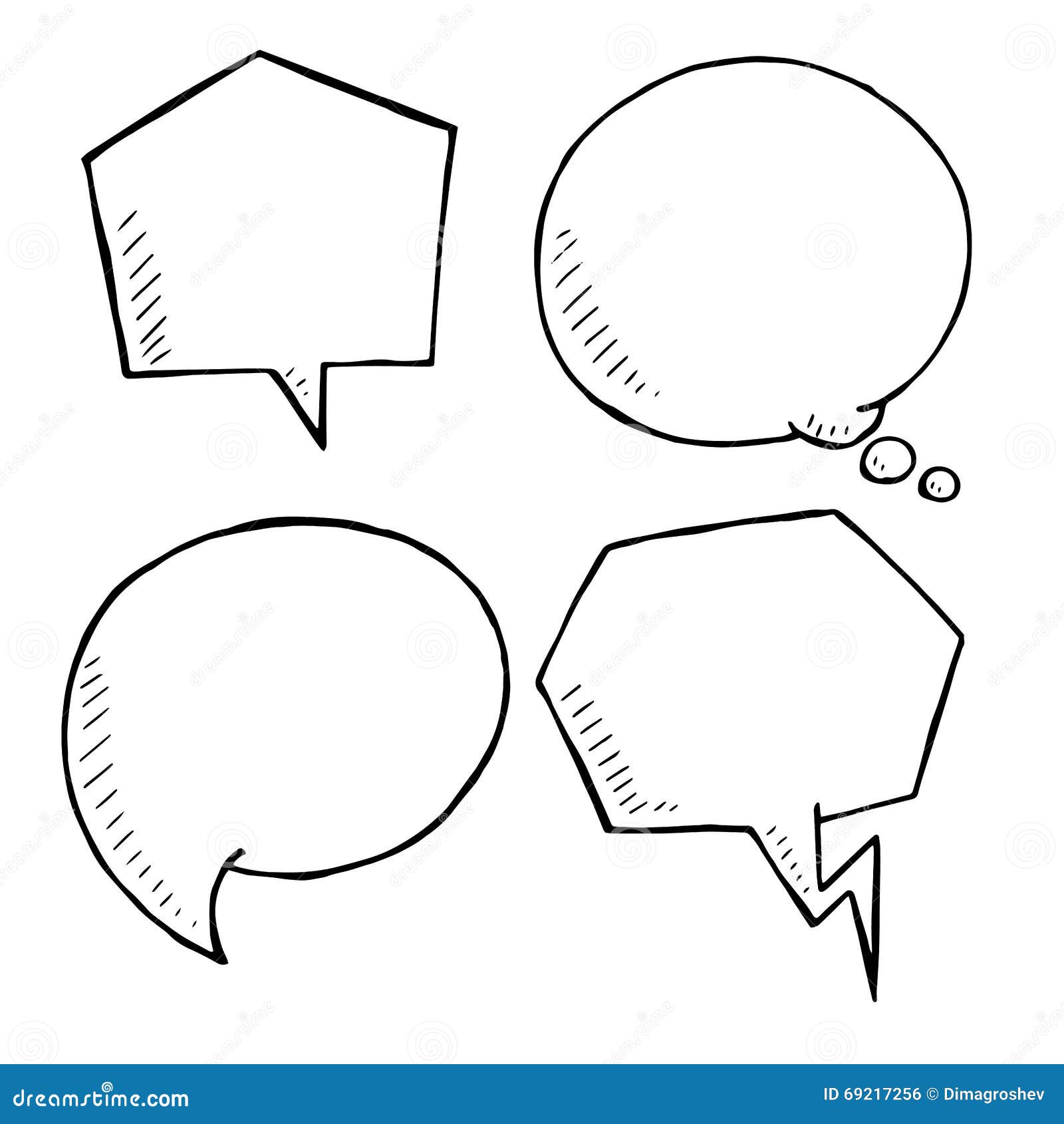 Chat and Think Doodle Bubbles , Hand Drawn Speech Bubble Stock ...