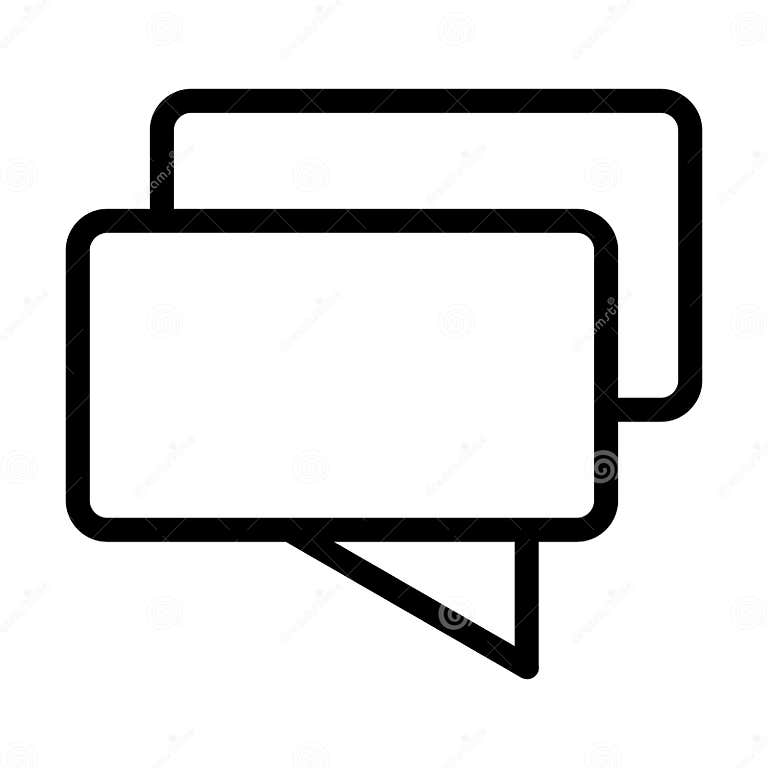 Chat Vector Icon. Black and White Message Illustration. Outline Linear ...
