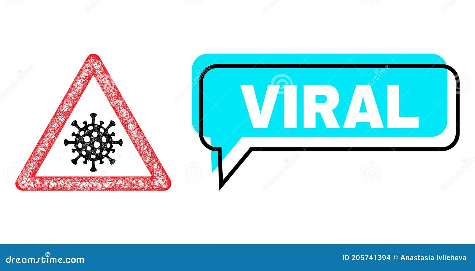 Shifted Viral Message Bubble and Network Viral Warning Icon Stock ...
