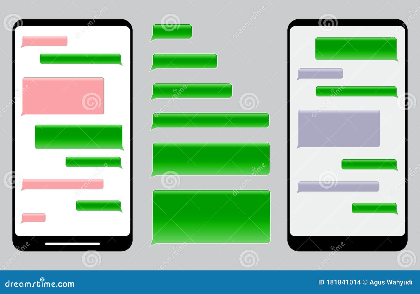 Set of Blank Template Messaging or Green Chatting Messages or Social ...