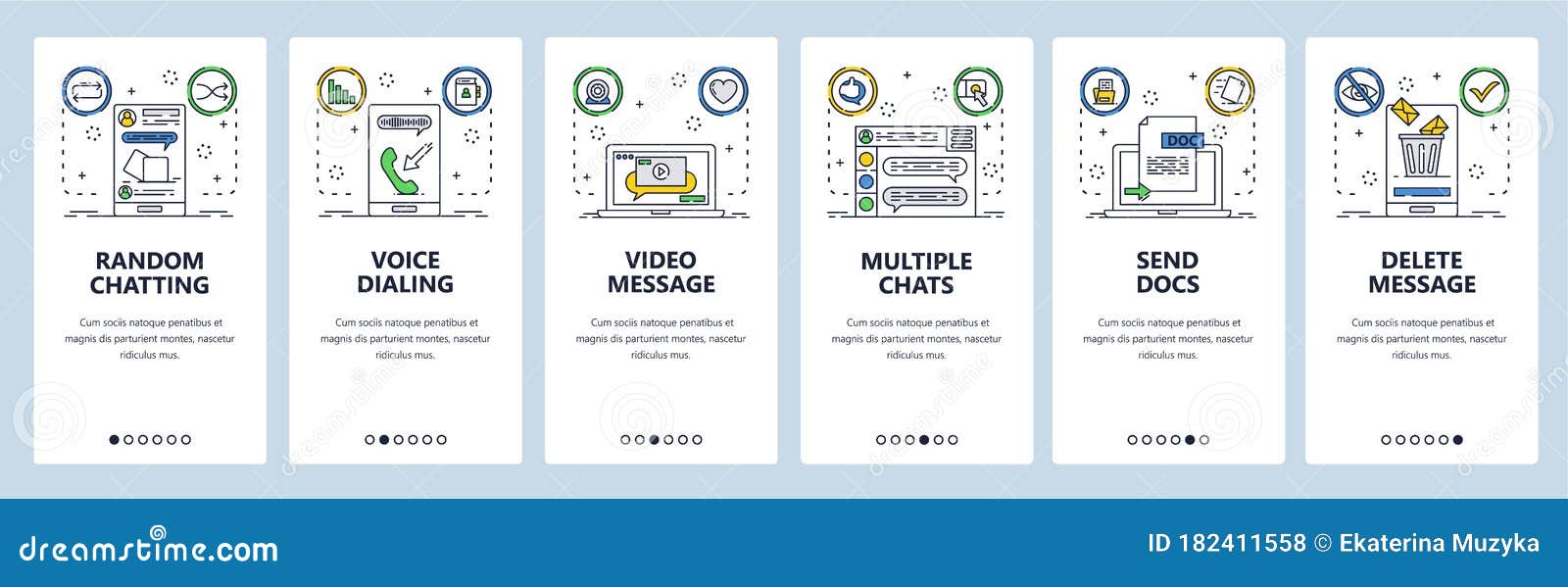 Chat Website and Mobile App Onboarding Screens Vector Template Stock ...