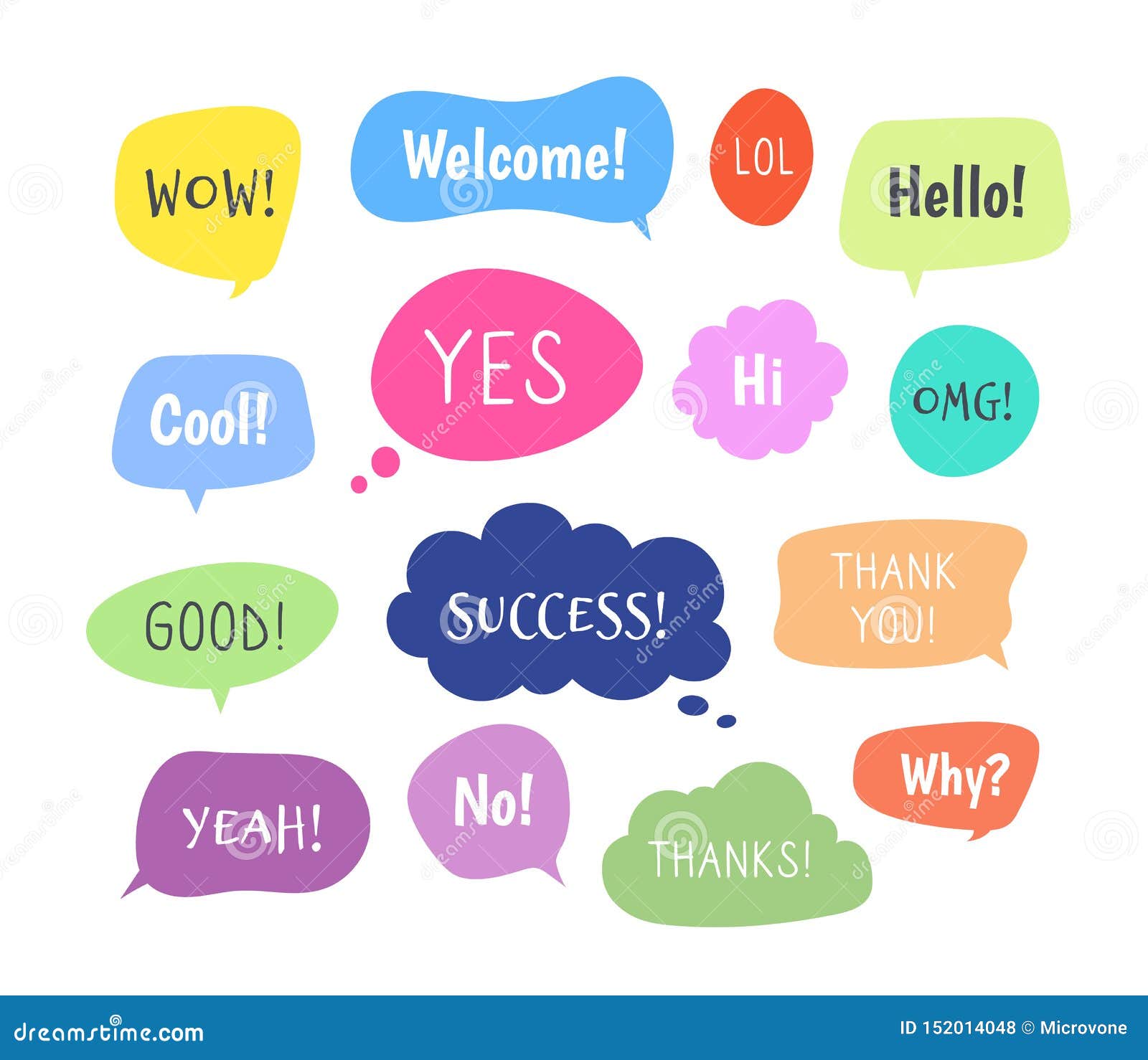 Chat Words Bubbles. Colorful Thinking Balloon Conversion Bubbling ...