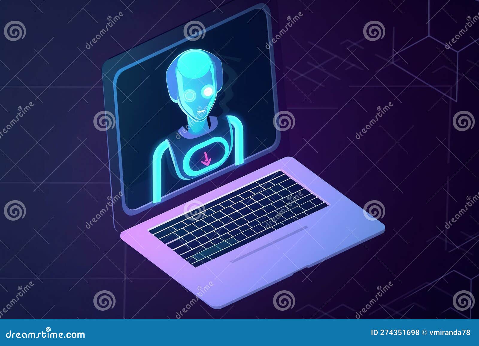 Chatbot AI on the Screen of a Laptop. Generative AI Stock Illustration ...
