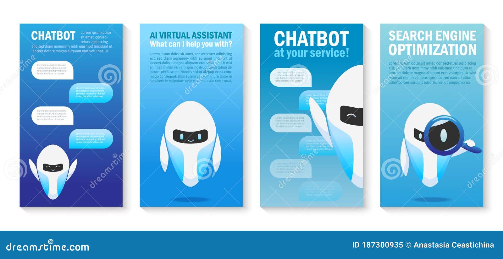 Chatbot Application Screen Mockup or Templates with Various Chatbots ...