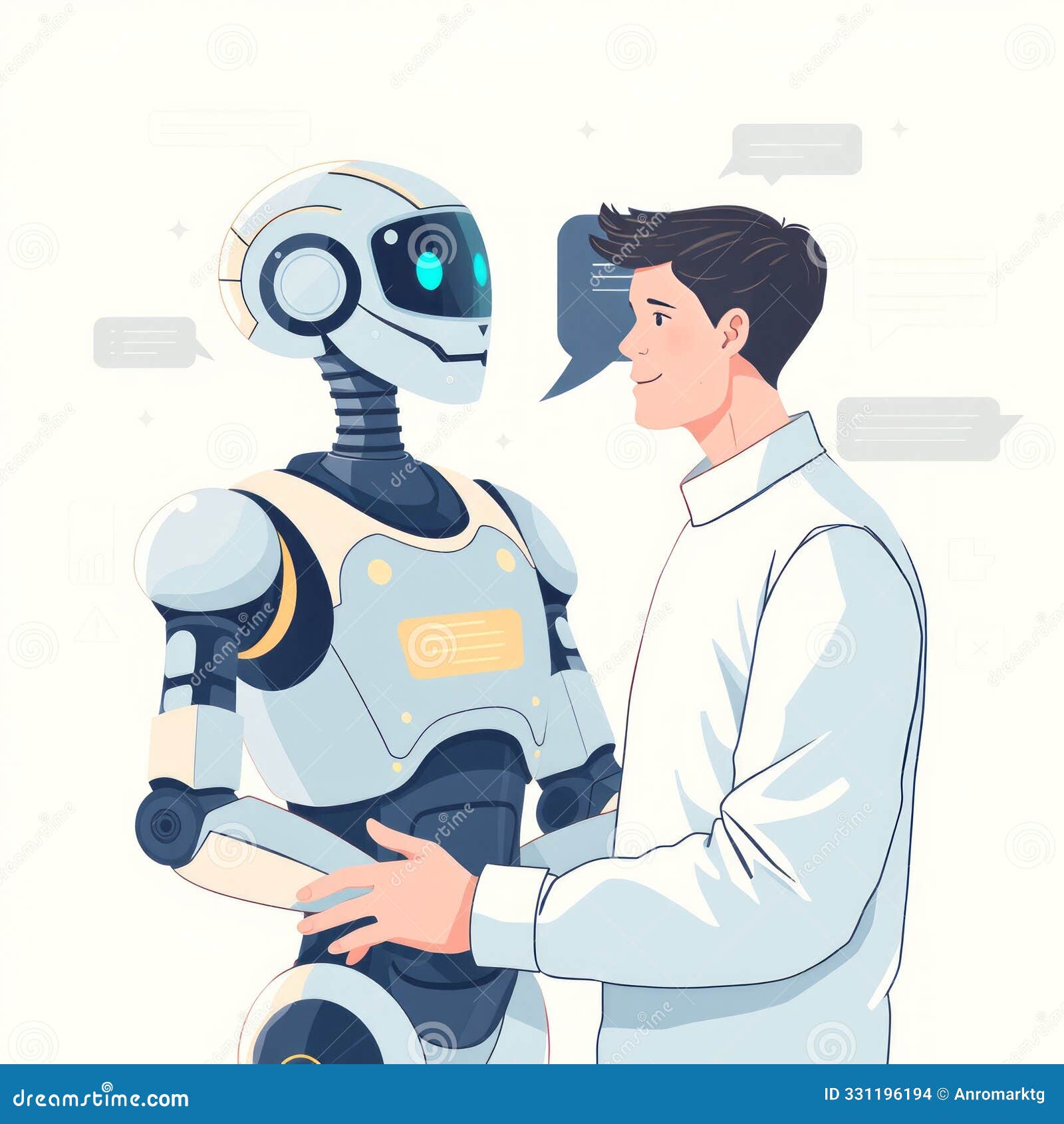 Chatbot with Artificial Intelligence (AI) and Man Utilizing Technology ...