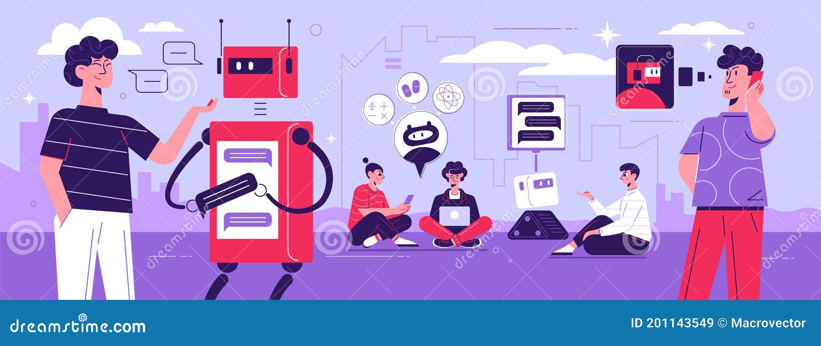 Chatbot Background Banner stock vector. Illustration of business ...