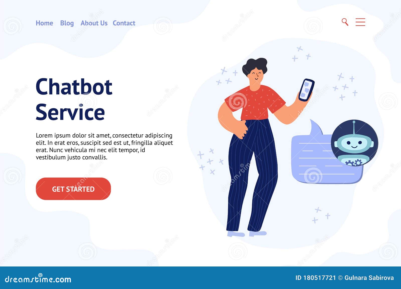 Chatbot Banner Concept with a Man Chatting with Bot Stock Vector ...