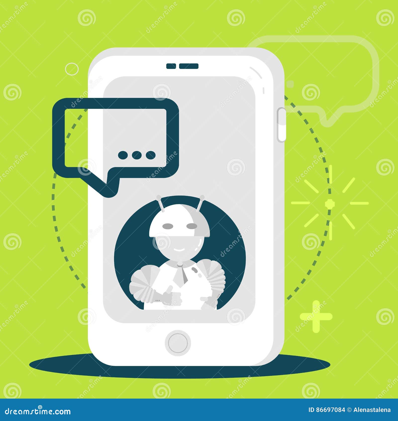 Chatbot Business Mobile Application Concept. Chating Flat Bot in Modern ...