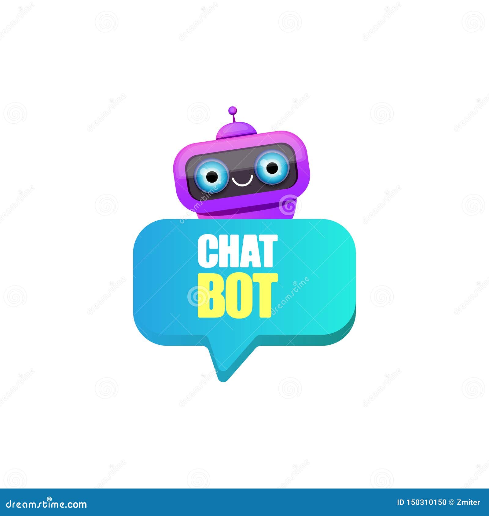 Cute Chatbot Character or Intelligent Assistant with Speech Bubble ...