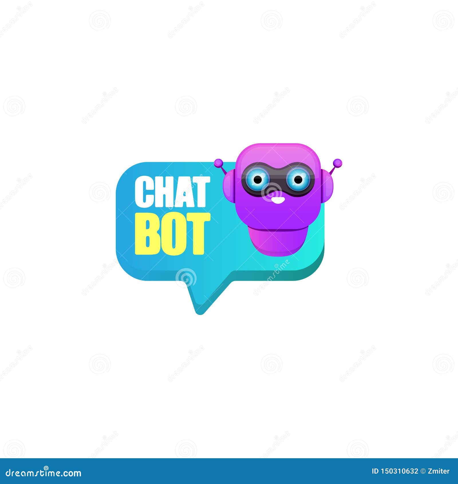 Cute Chatbot Character or Intelligent Assistant with Speech Bubble ...