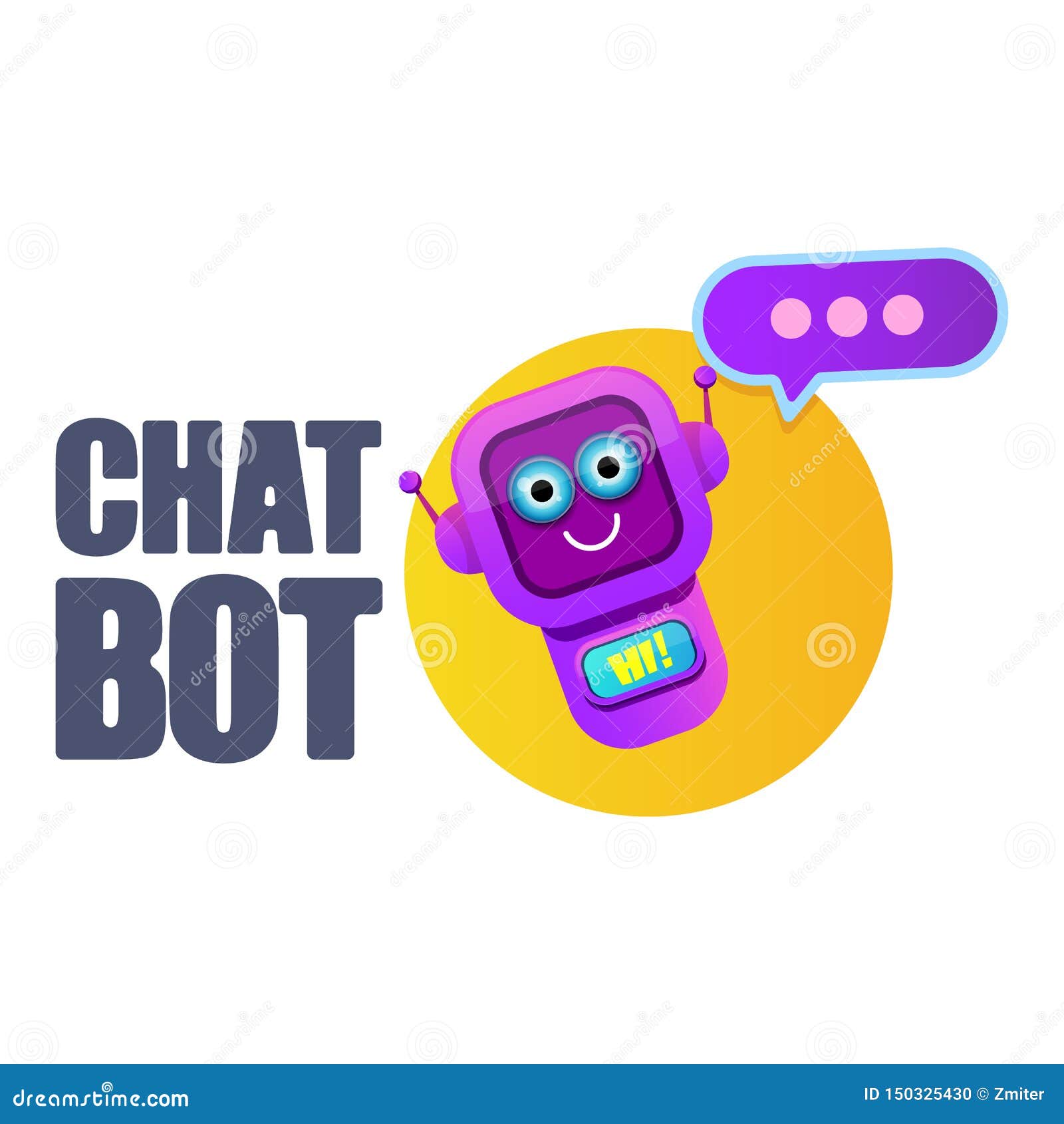 Cute Chatbot Character or Intelligent Assistant with Speech Bubble ...