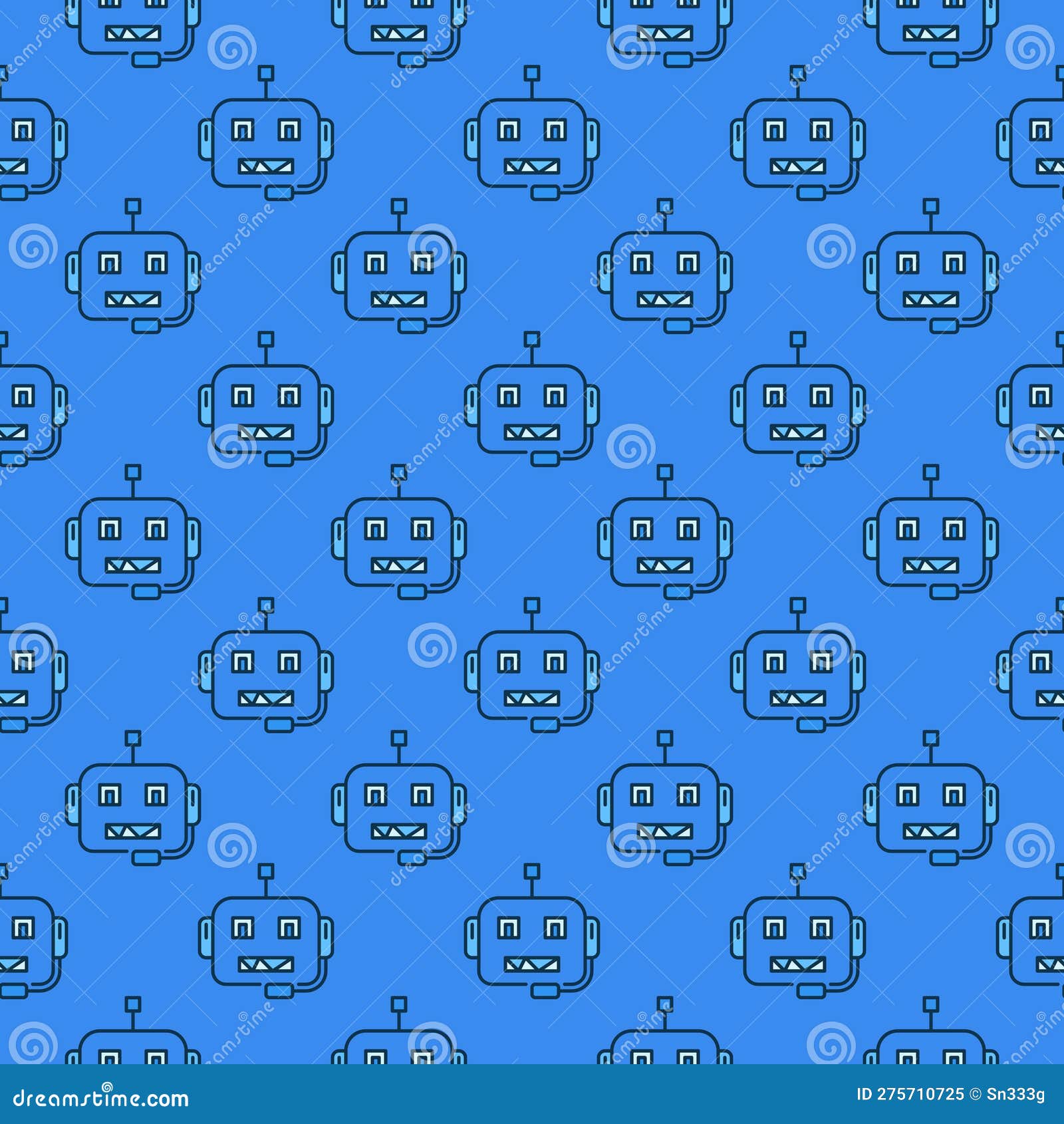 Chatbot Character Vector AI Robot Concept Blue Seamless Pattern Stock ...