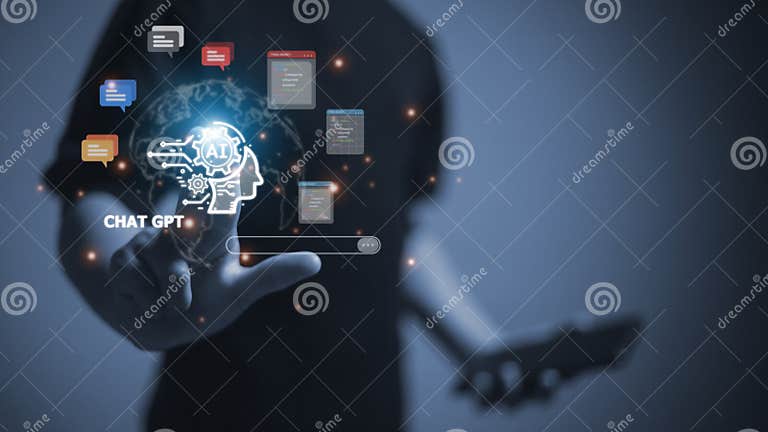 Chatbot Chat with AI, Artificial Intelligence. Man Using Technology Smart Robot AI, Artificial ...