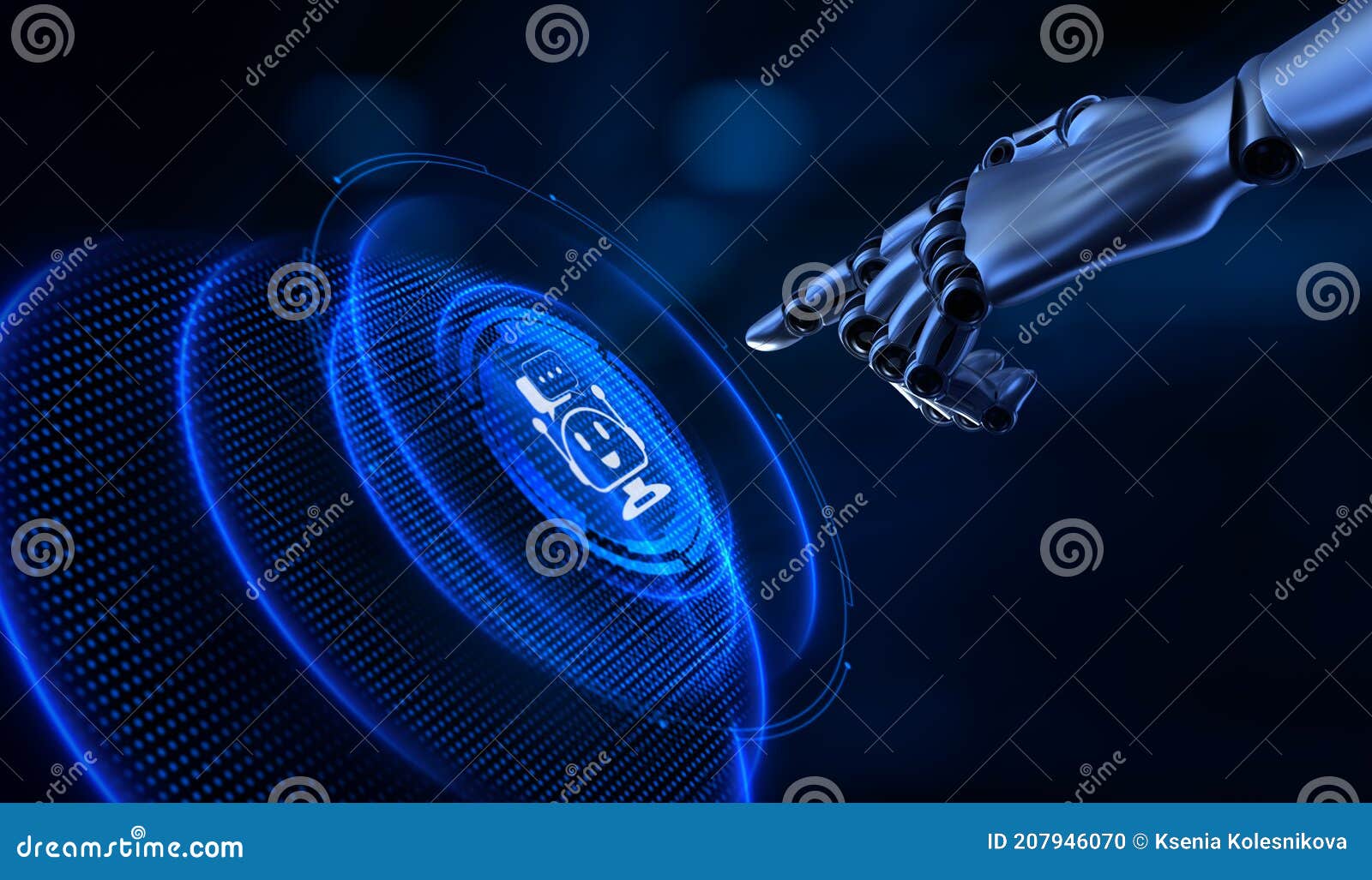 Chatbot Chat Bot Customer Service Automation. Robotic Hand Pressing ...