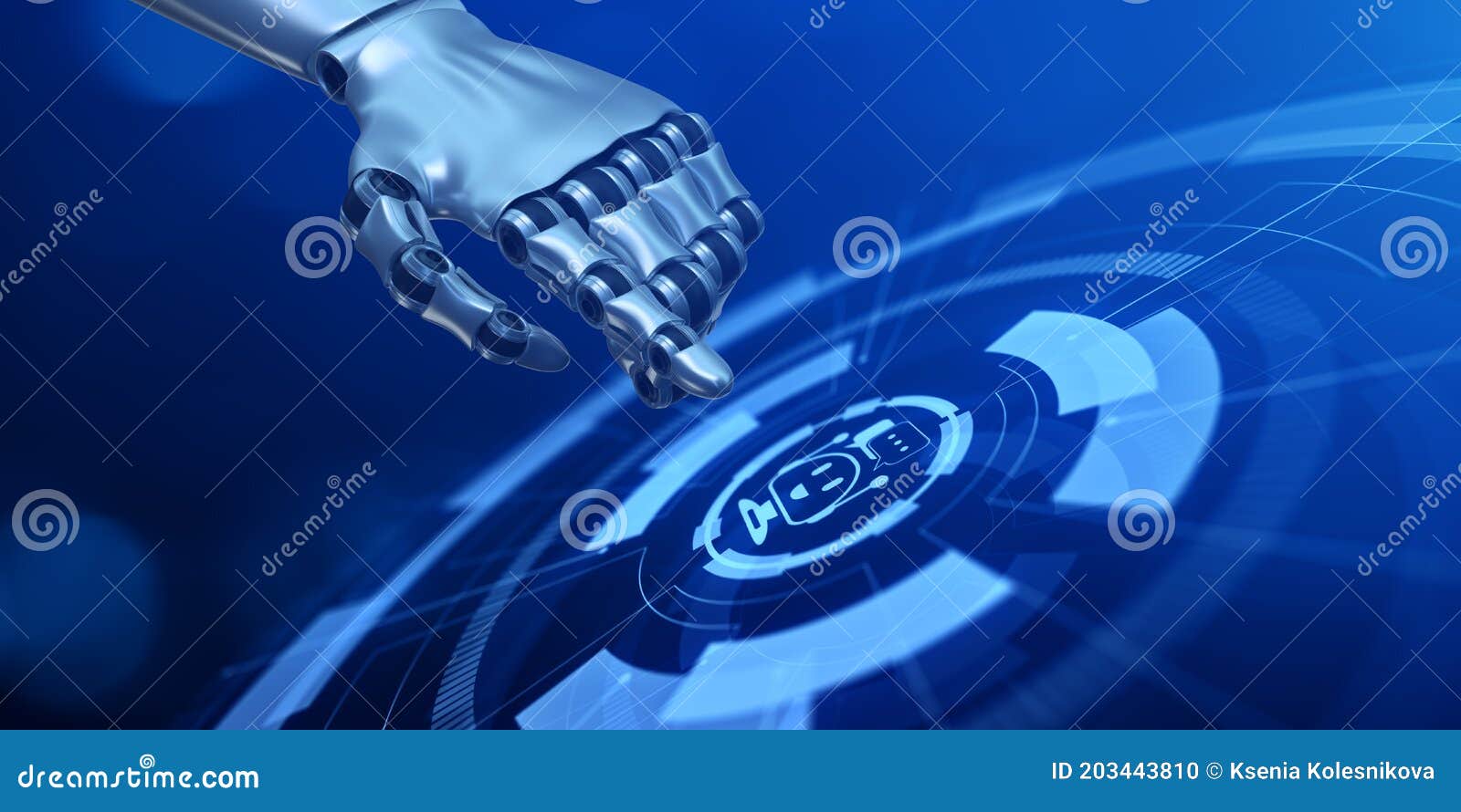 Chatbot Chat Bot Customer Service Automation . Robotic Hand Pressing ...