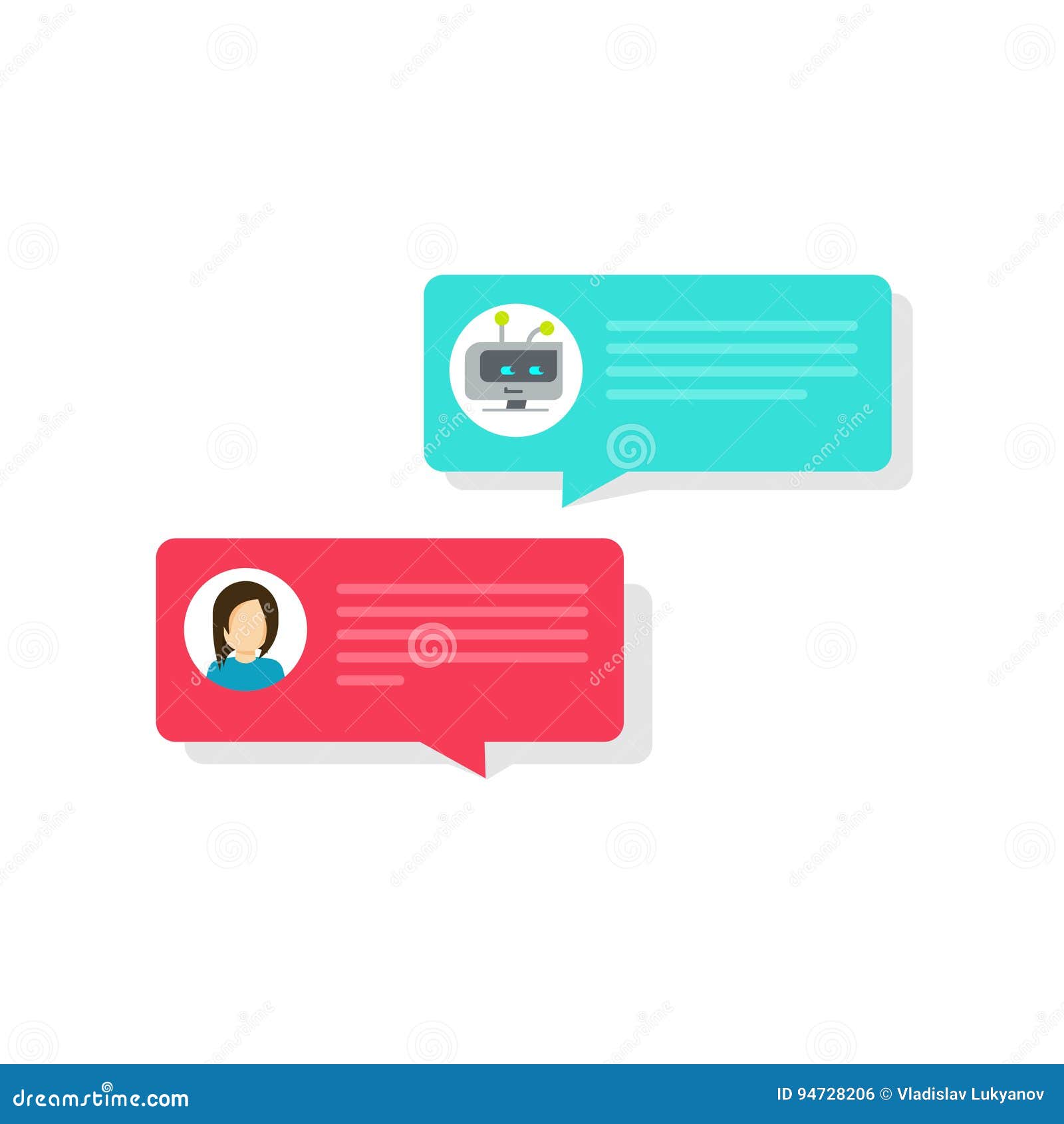 Chatbot and Chat Bubble Icons Vector Illustration, Flat Bot and Person ...
