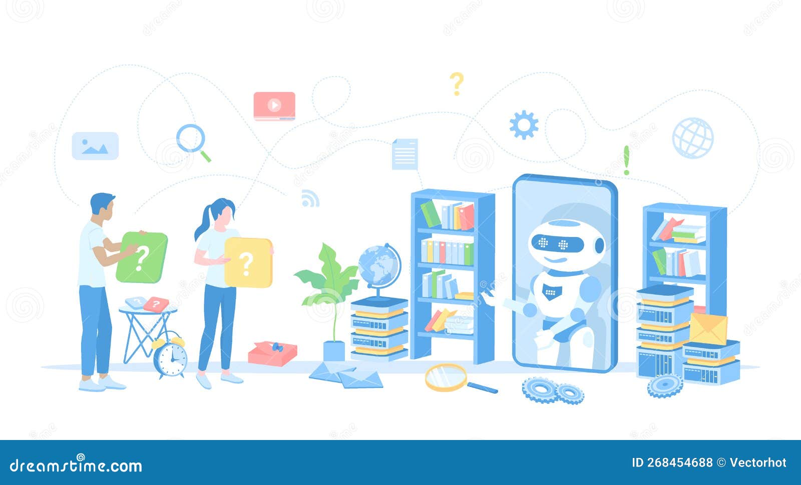 Chatbot, Chatting, Customer Support, Help Services, AI Assistant. Woman ...