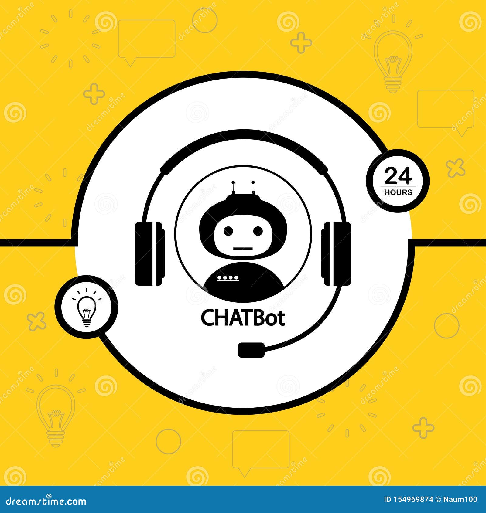 Chatbot Concept Background,black and White Robot and Headphones Stock ...