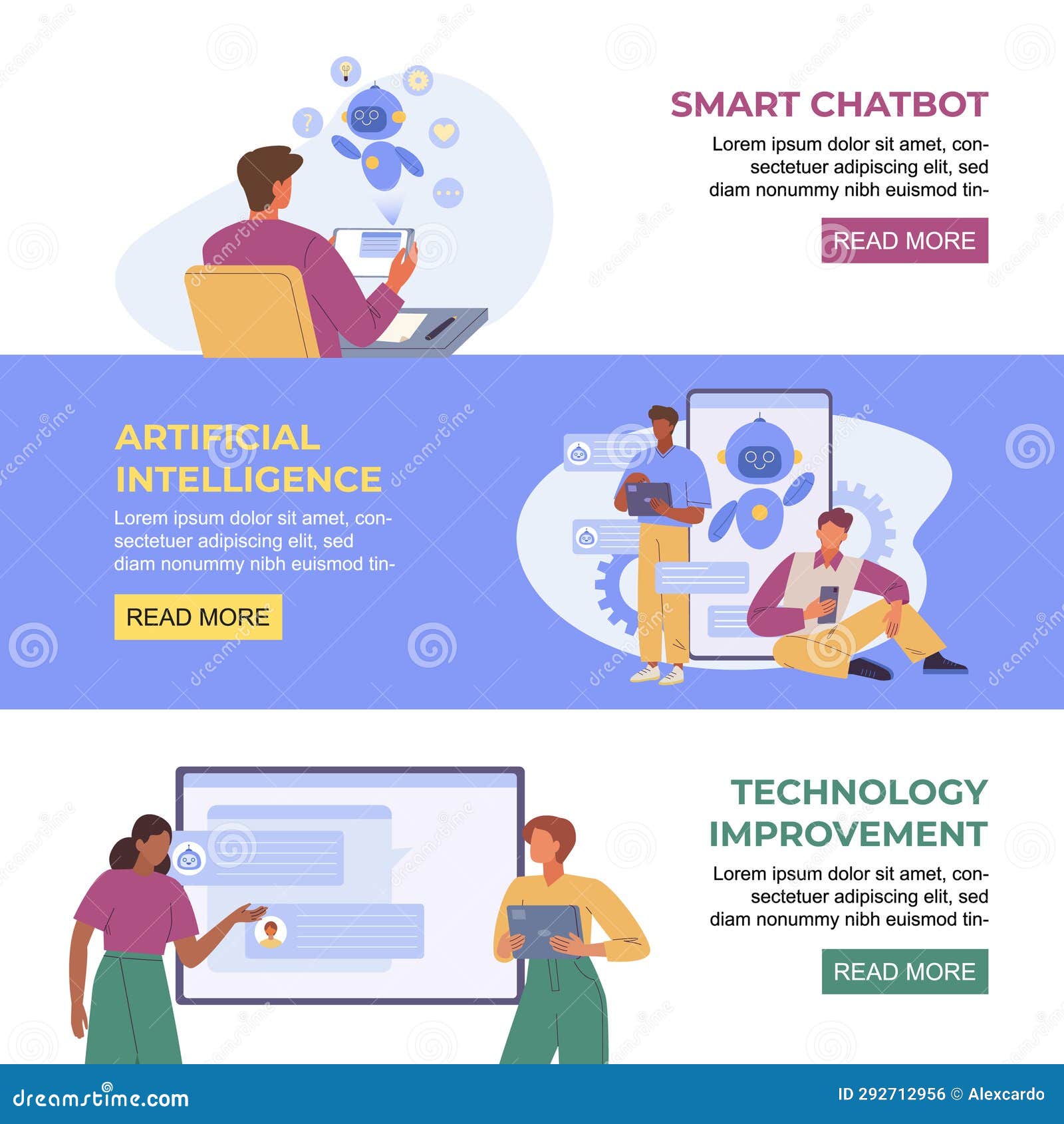 Chatbot Concept Banners. Artificial Intelligence Support, Cartoon ...