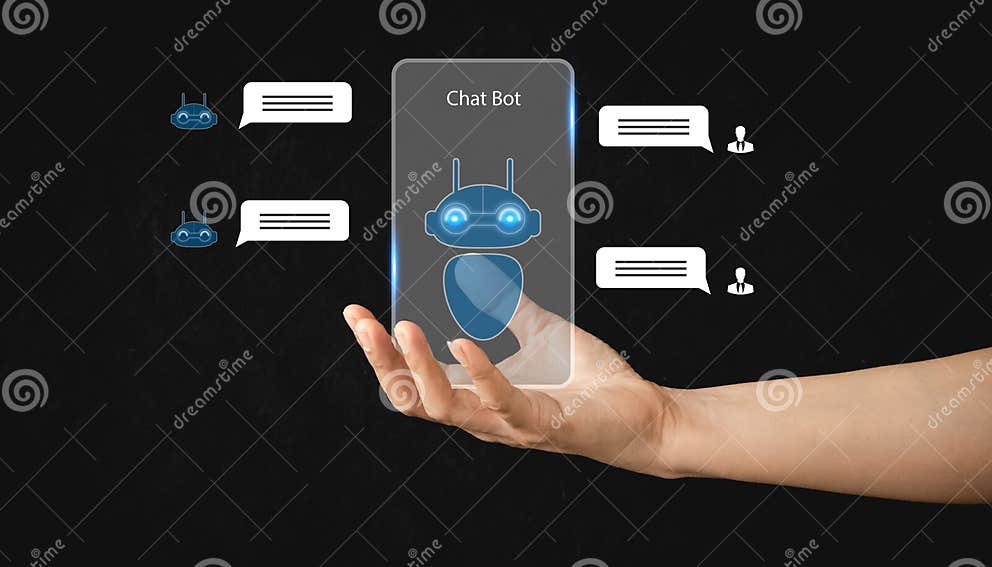 Chatbot Concept. Hand Touching Digital Chatbot for Provide Access To ...