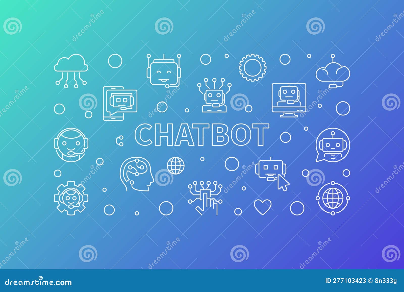 Chatbot Concept Line Horizontal Banner. Vector Artificial Intelligence ...