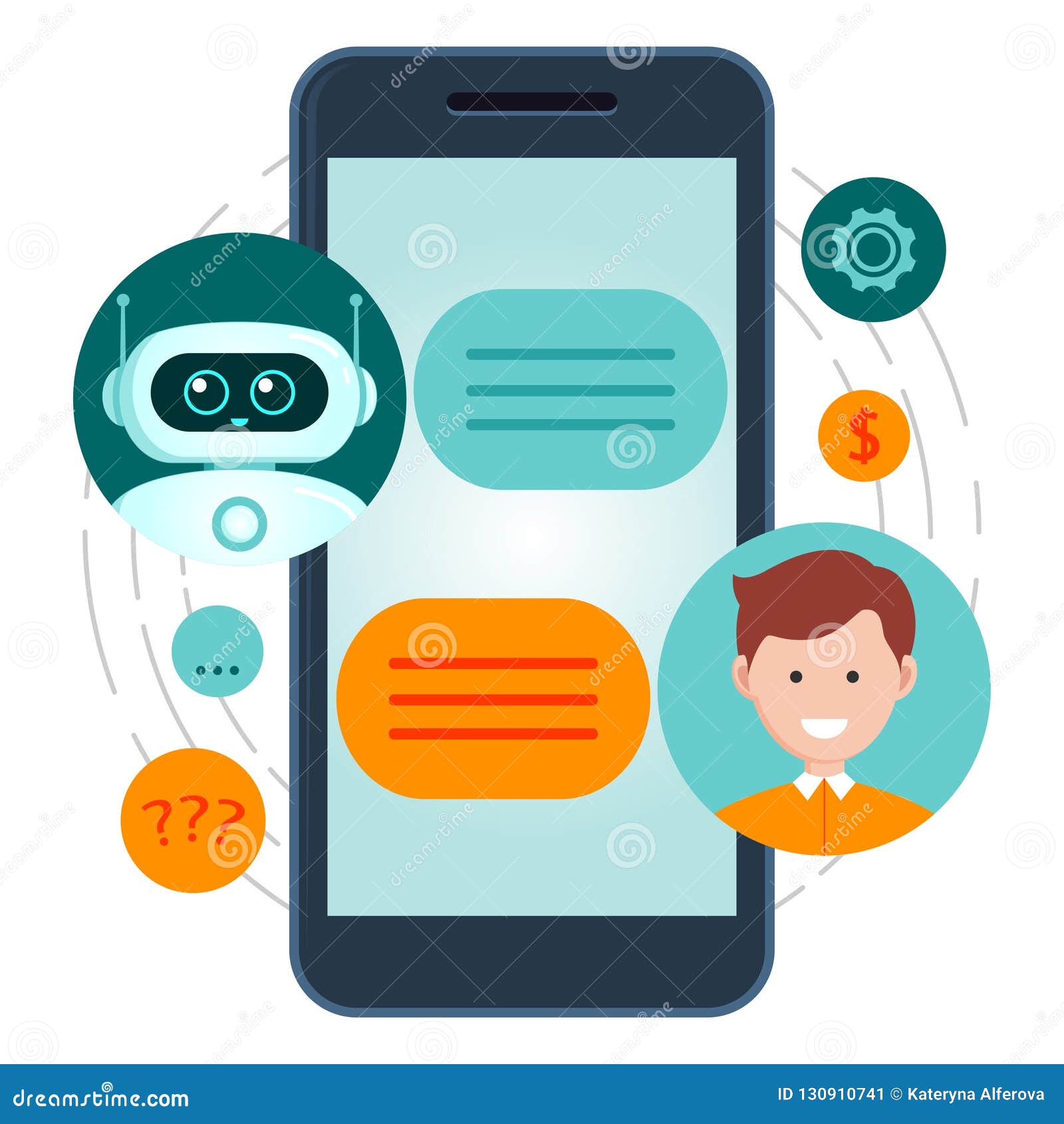 Chatbot Concept. Man Communicating with Chat Bot Stock Vector ... Chatbot Concept. Man Communicating with Chat Bot Stock Vector ...