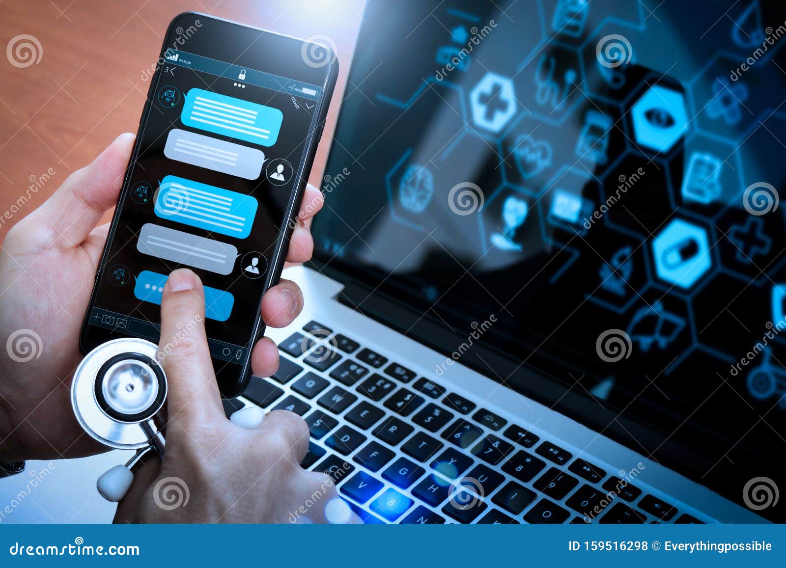 Chatbot Conversation with Smartphone Screen App Interface and ...