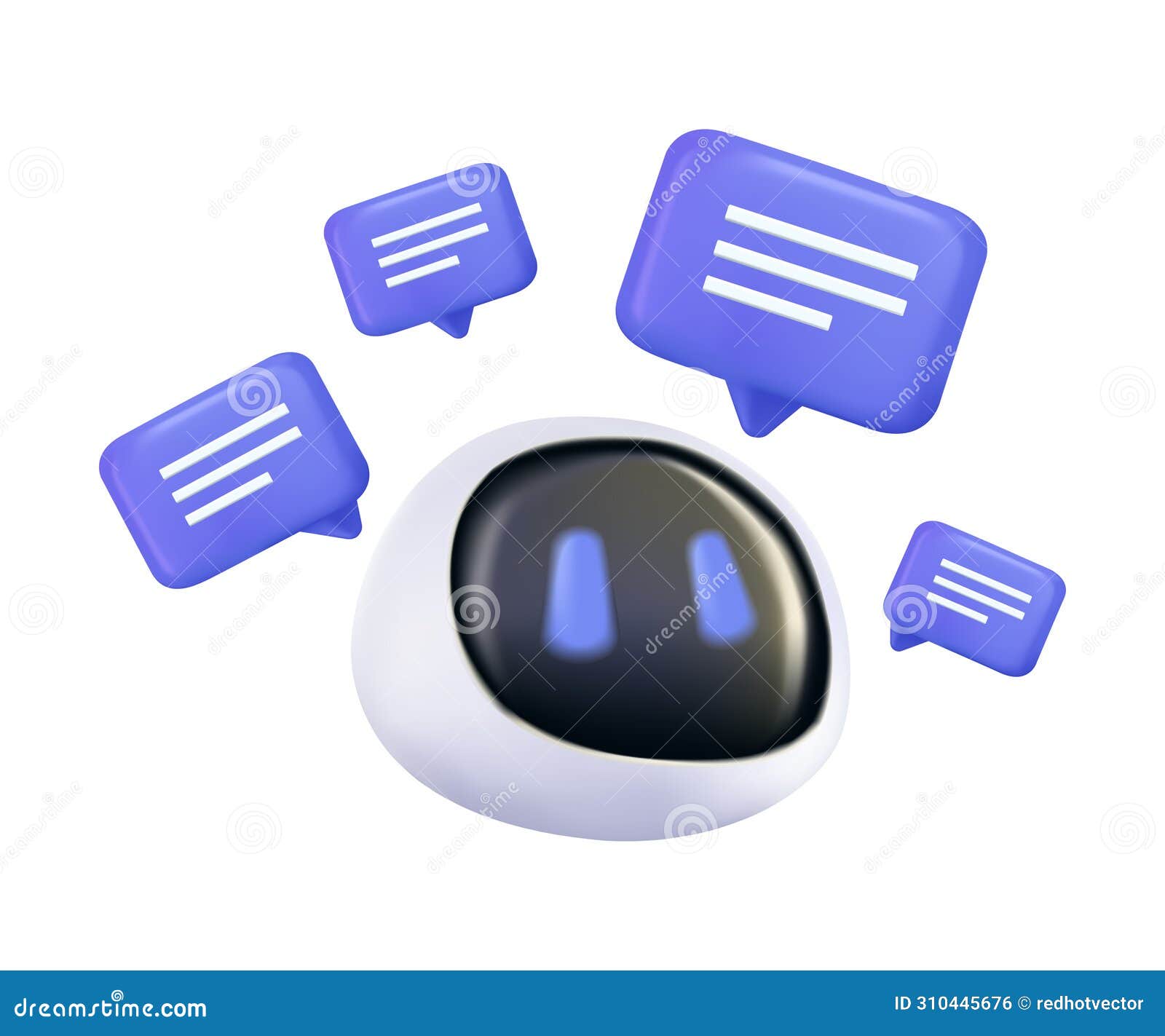 Chatbot 3D Icon Features Speech Bubbles Around of Robot Head ...