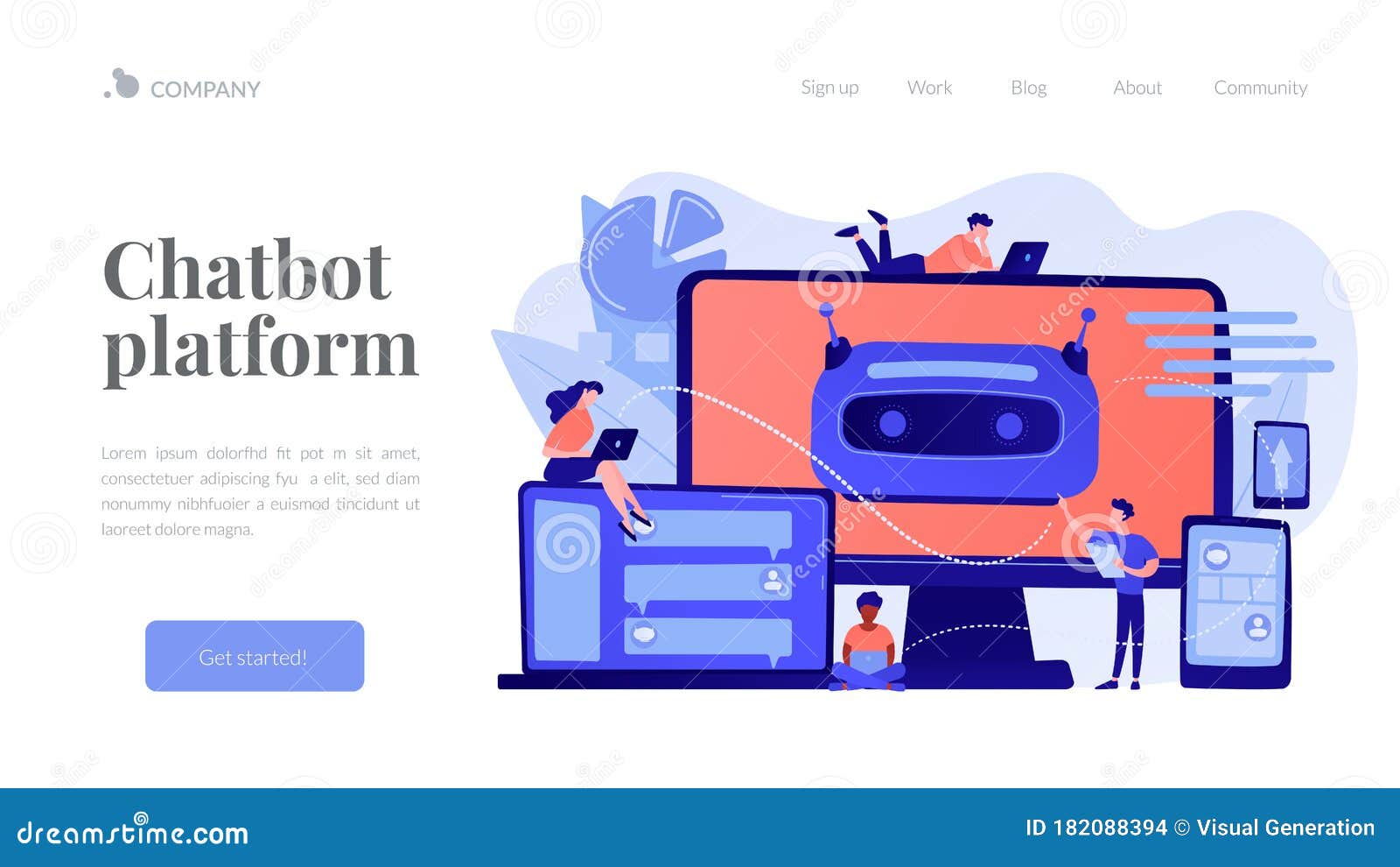 Chatbot Development Platformconcept Landing Page. Stock Vector ...